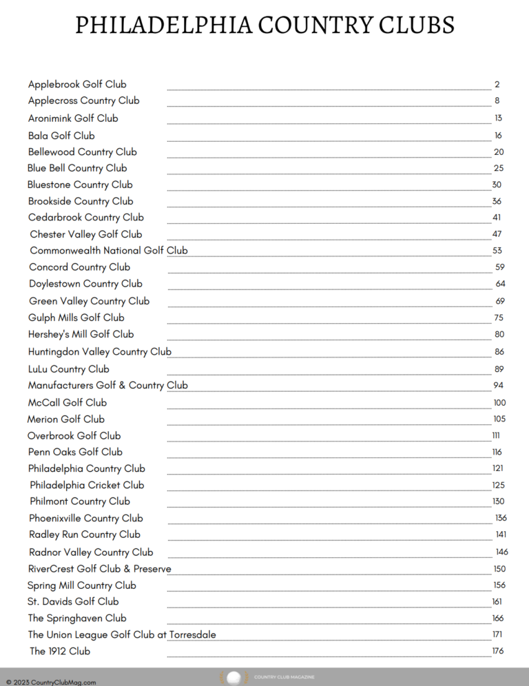 Philadelphia Country Club Guide - Country Club Magazine
