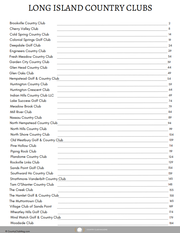 Long Island Country Club Guide - Country Club Magazine