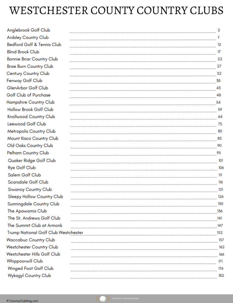 Westchester County Country Club Guide - Country Club Magazine