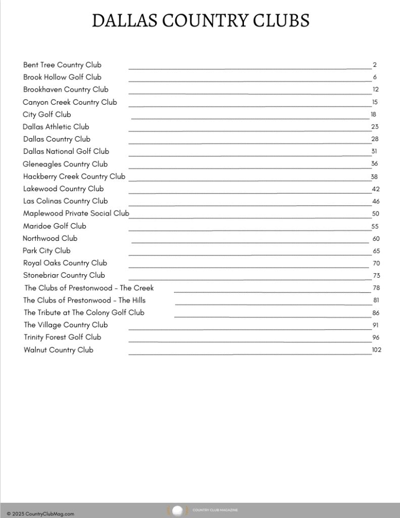 Dallas Country Club Guide - Country Club Magazine