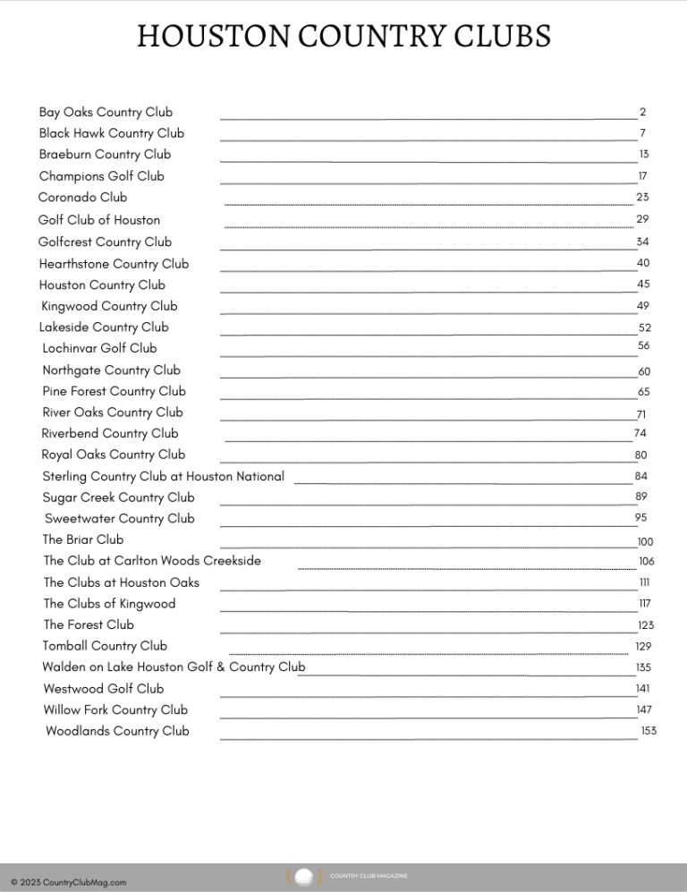 Houston Country Club Guide - Country Club Magazine