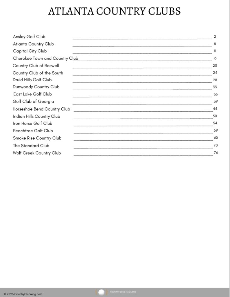 Atlanta Country Club Guide - Country Club Magazine