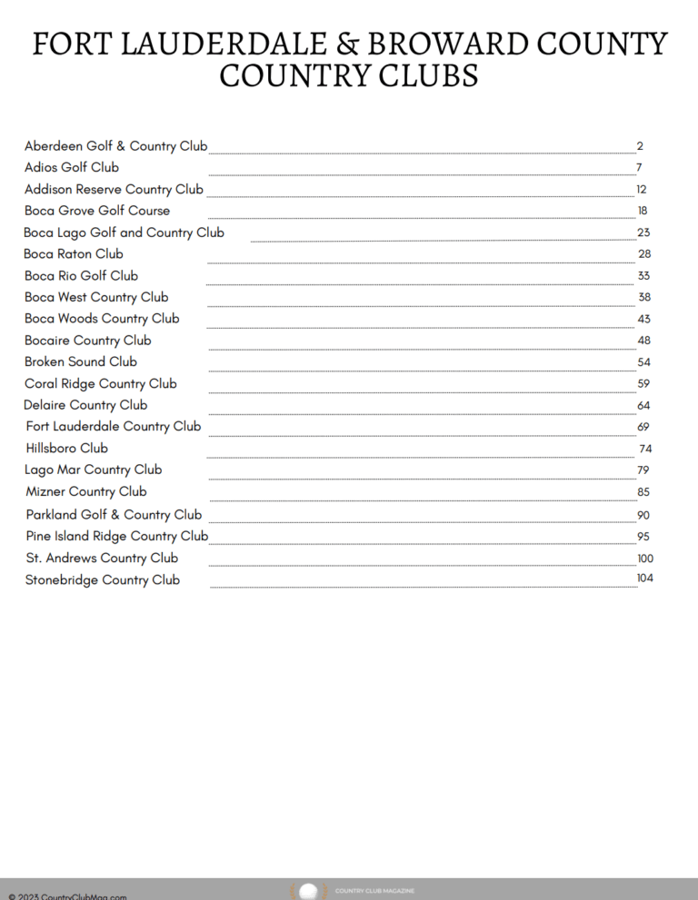 Fort Lauderdale Country Club Guide - Country Club Magazine